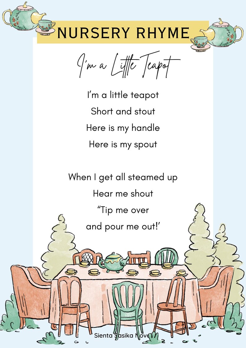 NURSERY RHYMES: I'm a Little Teapot Activity Worksheet, Nursery Rhymes ...