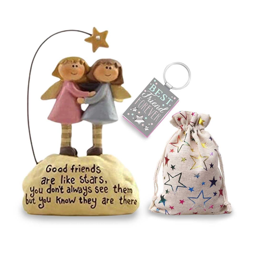 Best Friend Figurine & Keychain, Good Friends Are Like Stars Keepsake ...