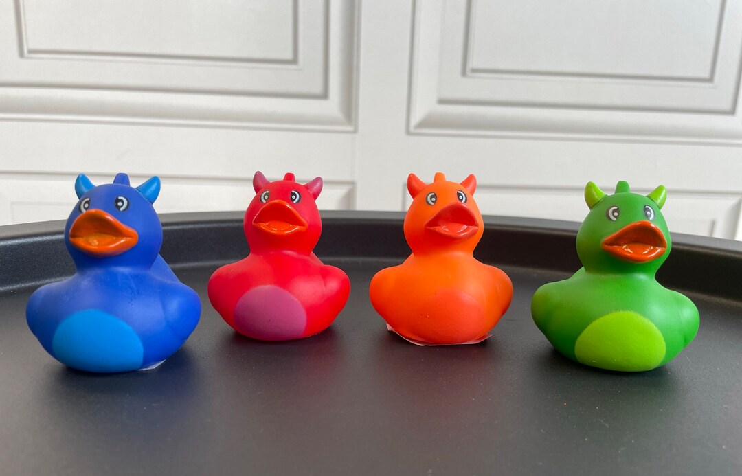 4 Mini Dragon Ducks Fun Gift, Wedding Favour, Duck Race Etc. Cute Fiery ...