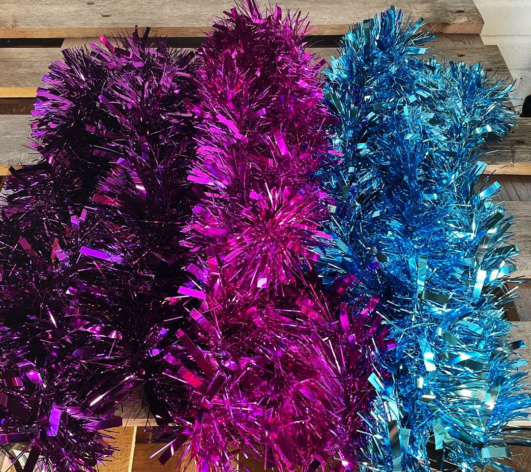 Bright 90s Style 'neon' Tinsel Luxury Thick and Thin Tinsel 2 Metre ...