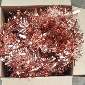 Rose Gold Tinsel Luxury Coppery Thick and Thin Tinsel 2 Metre Strand ...