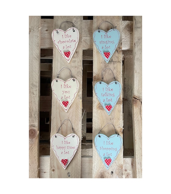 Hanging Vintage Retro Mini Wood Heart Signs in 6 Designs | Etsy