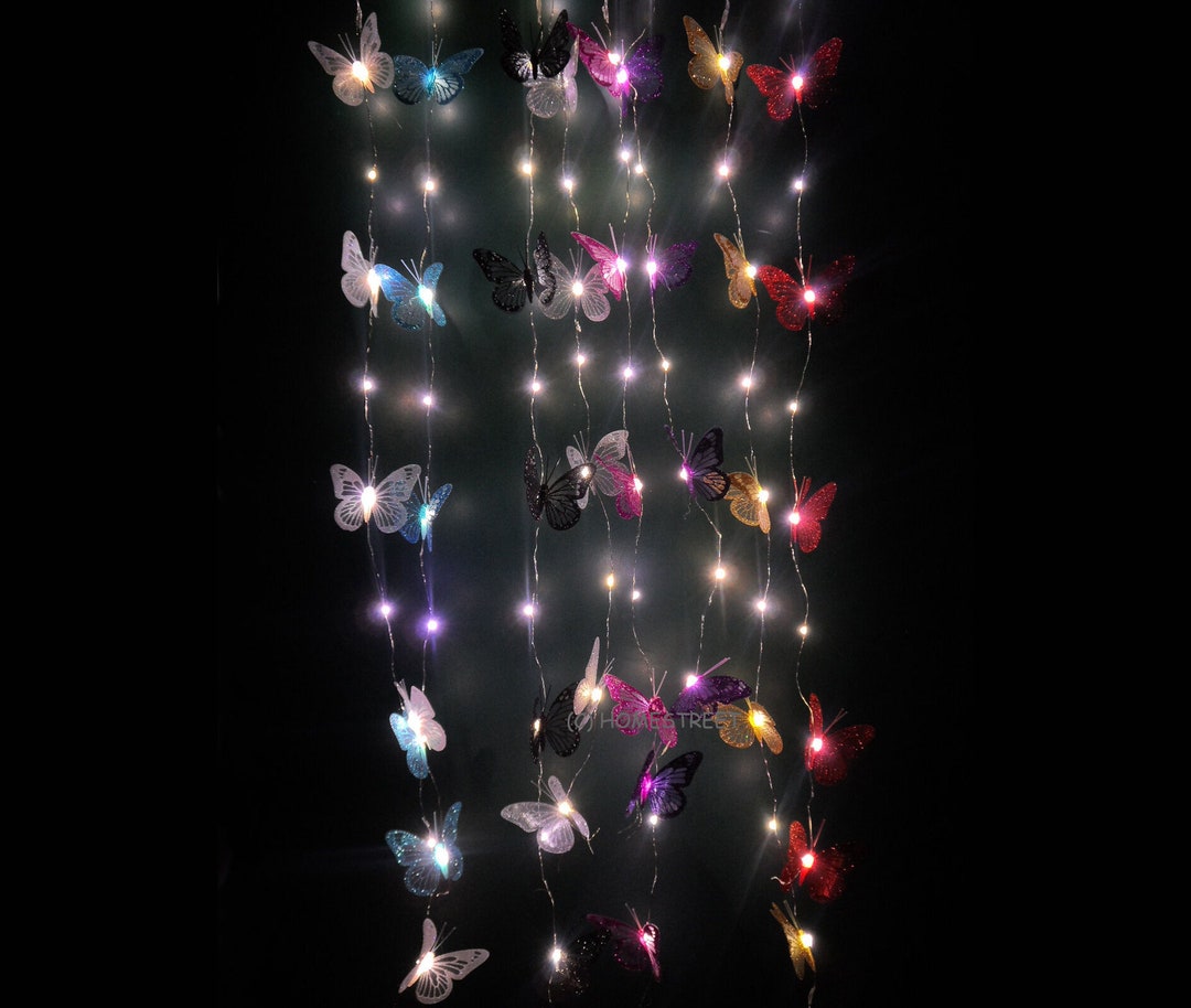 Butterfly String Light LED 1.25m Battery Powered. 6 X 8cm Glitter ...