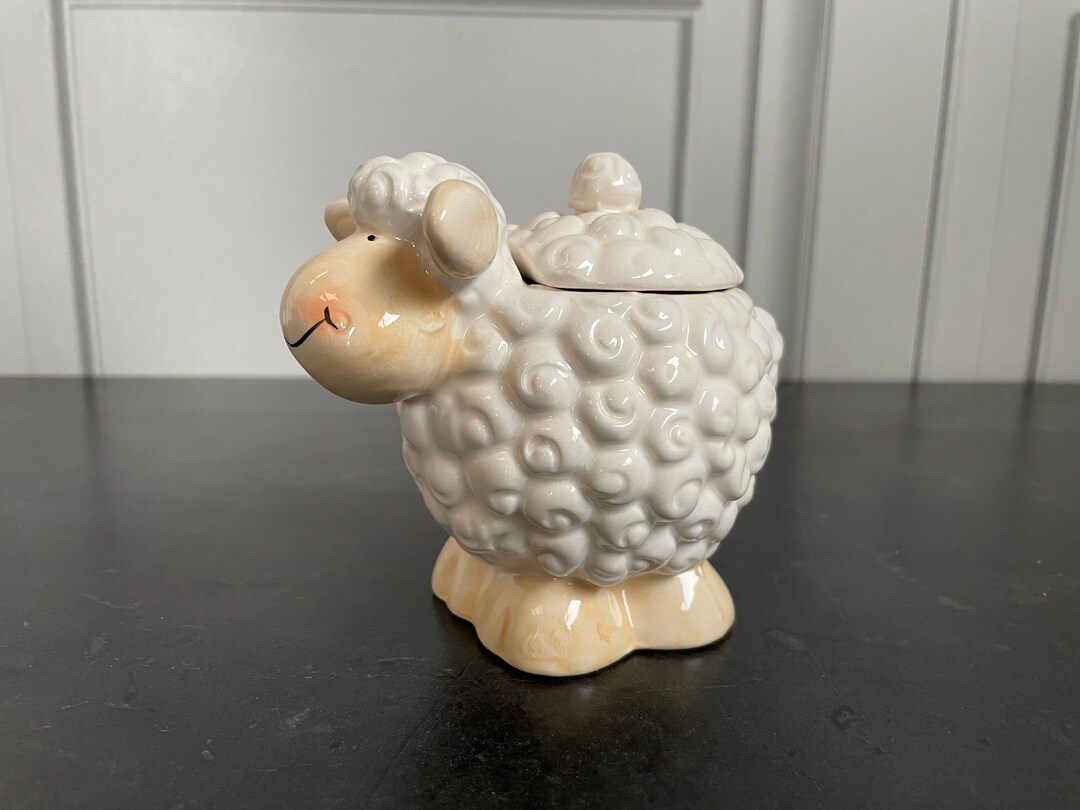 Hand Painted Ceramic Sheep Sugar Dish. Cute Sheep Kitchen Accent Décor ...