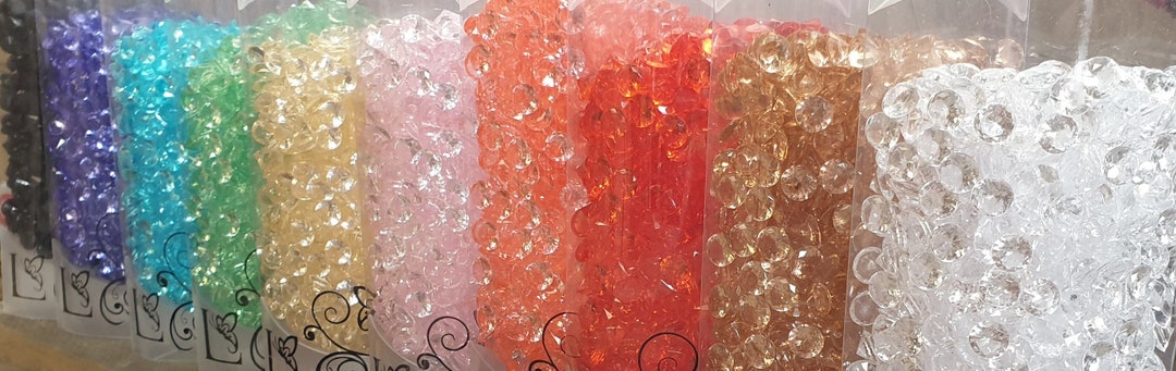 1cm Acrylic Faceted Diamond Shaped Scatter Gems for Centre Pieces Table ...