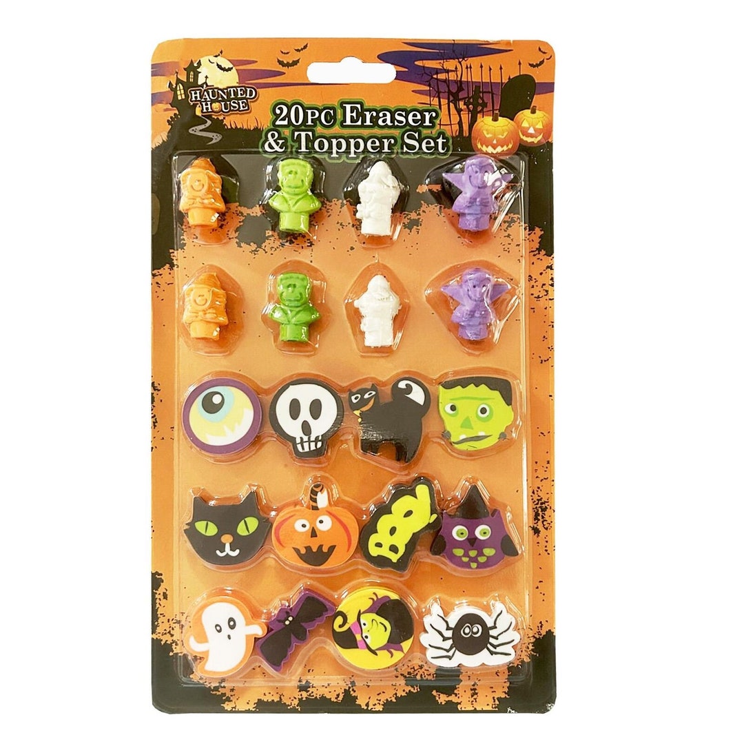 Halloween Theme Erasers and Pencil Toppers, Spooky Fun Cute Mini Gifts ...