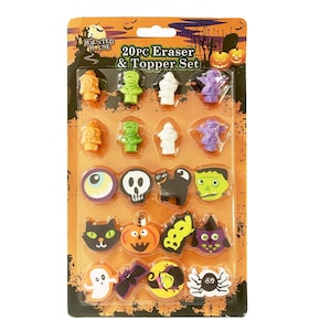 Halloween Theme Erasers and Pencil Toppers, Spooky Fun Cute Mini Gifts ...