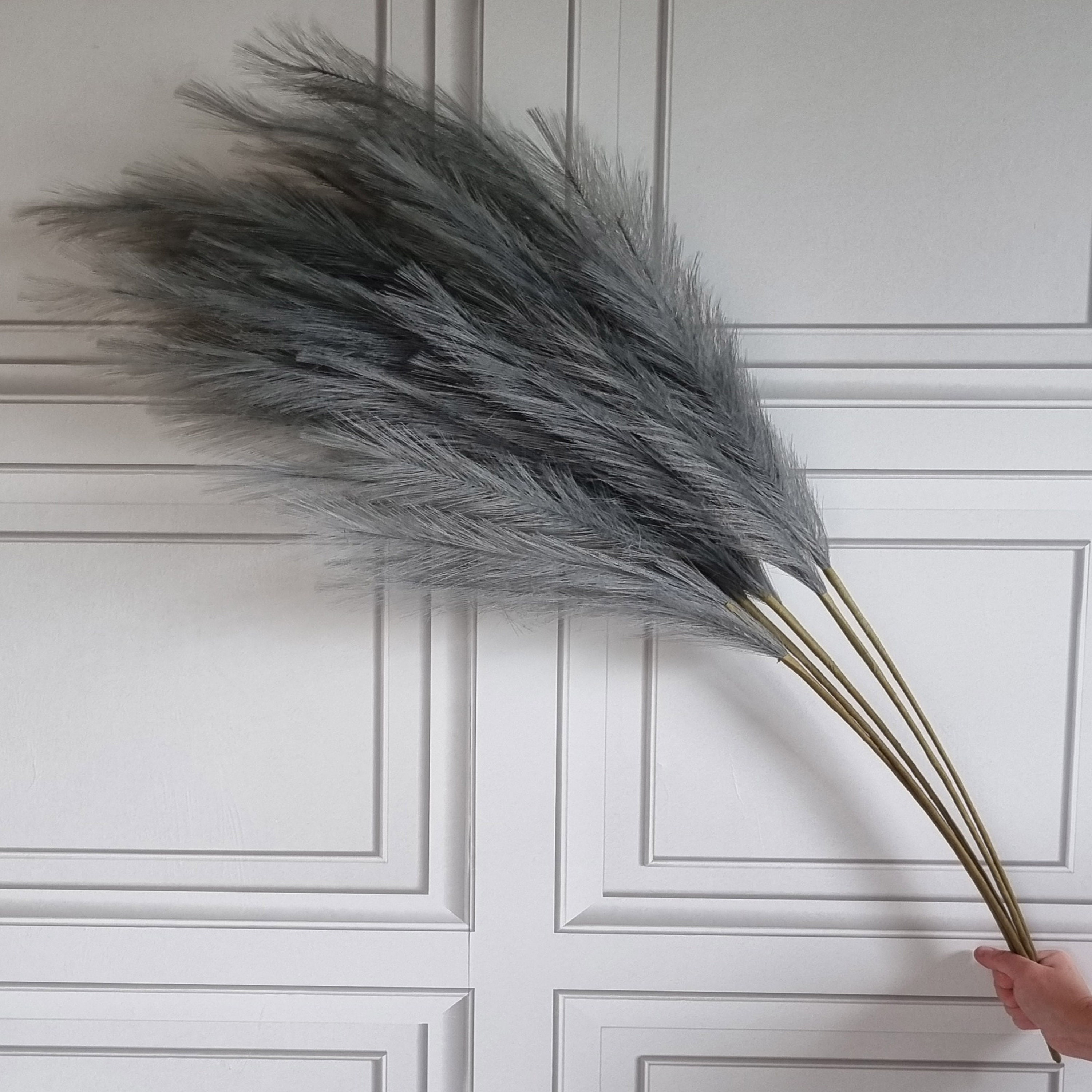Smoky Grey Large Faux Pampas Grass 1-6 Stems 115cm Tall Fluffy - Etsy