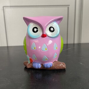 Colourful Funky Owls Ceramic Money Box Approx 13cm X 10cm Choose Pink ...