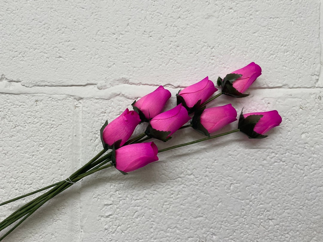 Pink With Cerise Tip Wooden Roses - Choose 8, 50, or 100 - Single Rose ...