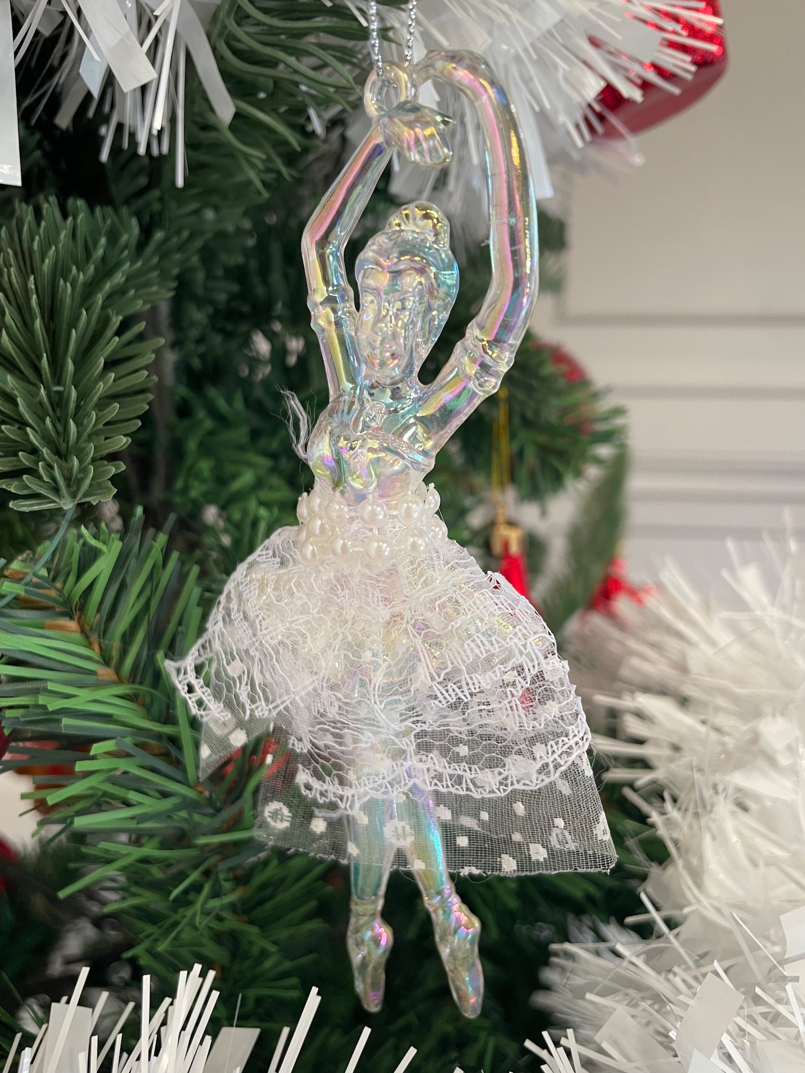 Iridescent Decoration Hanging Clear Christmas Tree Ballet Dancer Décor ...