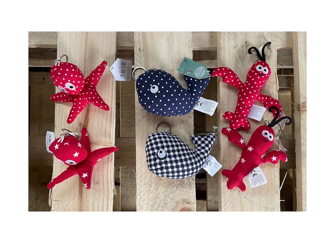 Plush Sea Life Themed Keyrings - Lobster, Whale, or Octopus in Bright ...