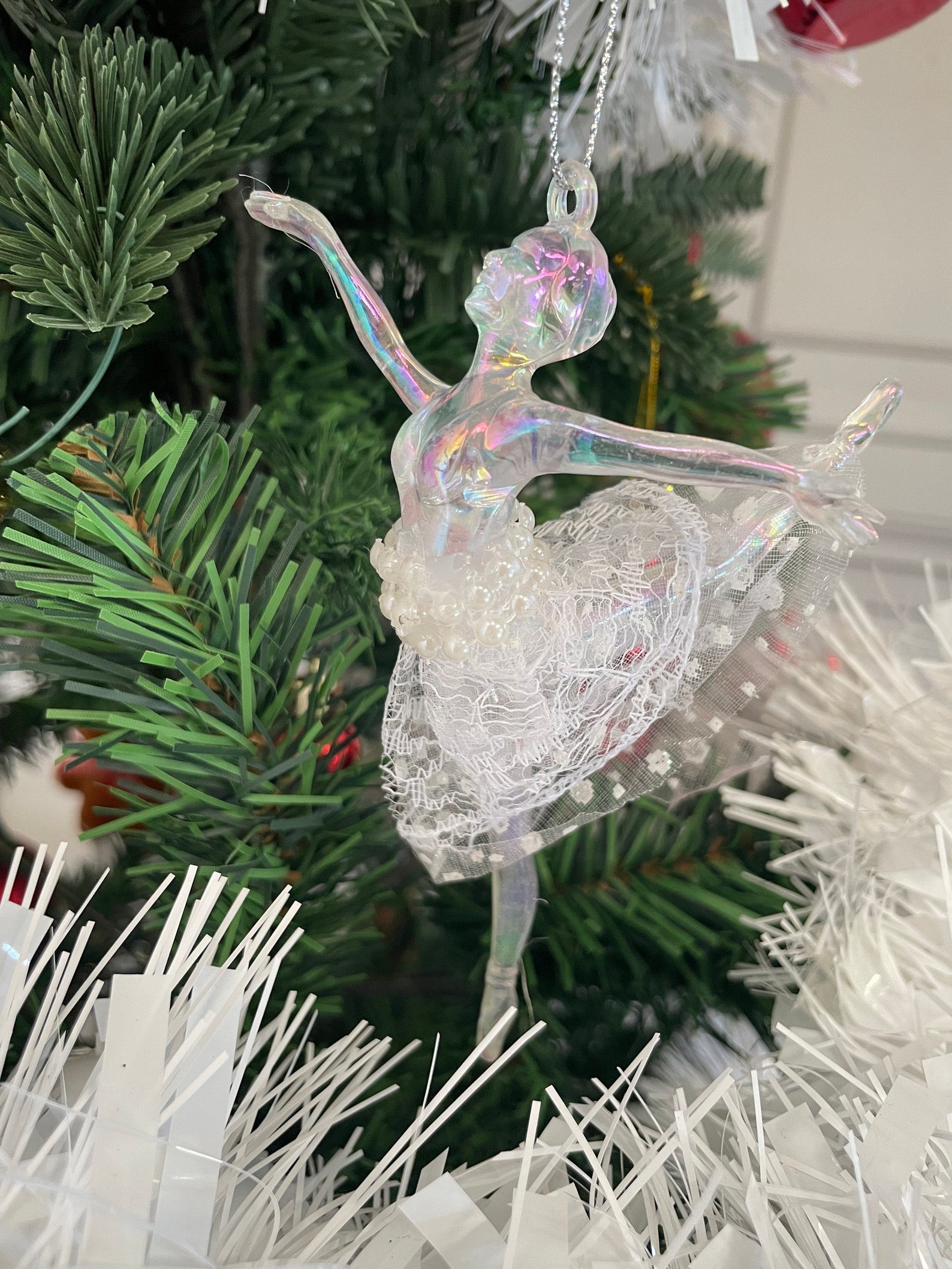 Iridescent Decoration Hanging Clear Christmas Tree Ballet Dancer Décor ...