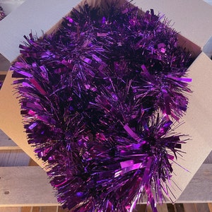 Purple Bright Tinsel Luxury Thick and Thin Tinsel 2 Metre Strand or 10 ...
