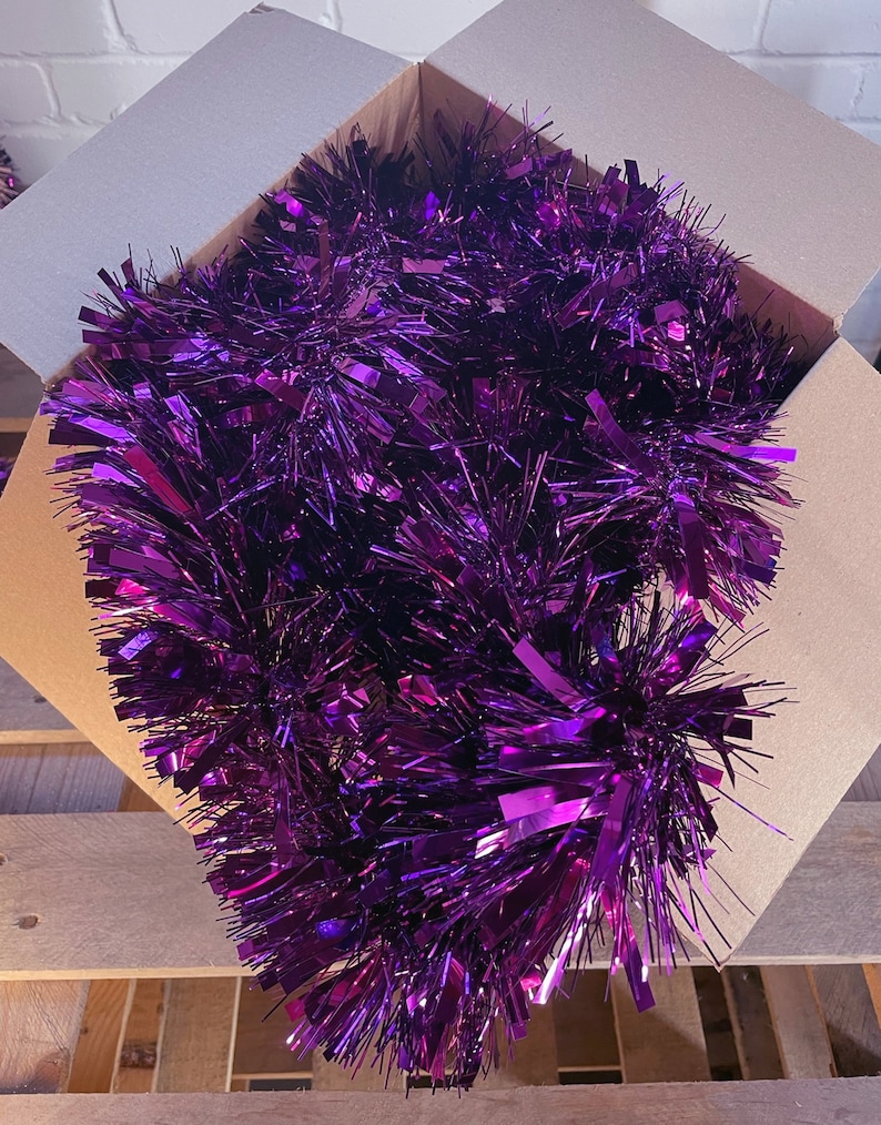 Purple Bright Tinsel Luxury Thick and Thin Tinsel 2 Metre Strand or 10 ...
