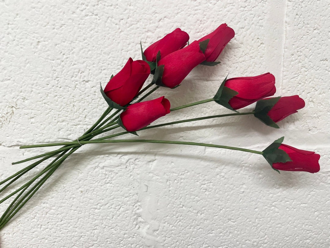 Red Wooden Roses - Choose 8, 50, or 100 - Single Rose Bud Stems for ...