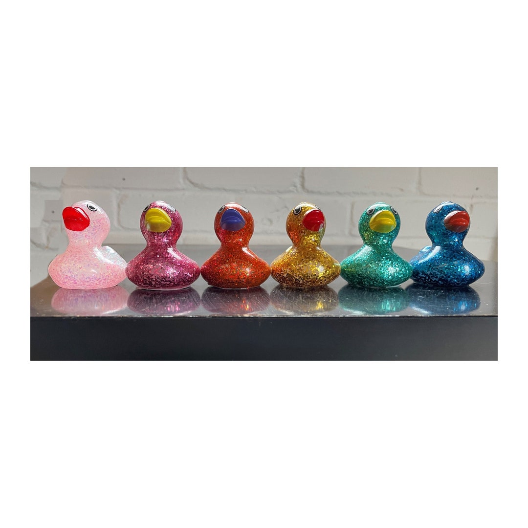 6 Mini Glitter Ducks Fun Gift, Wedding Favour, Duck Race Etc. Bright ...
