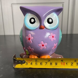 Colourful Funky Owls Ceramic Money Box Approx 13cm X 10cm Choose Pink ...