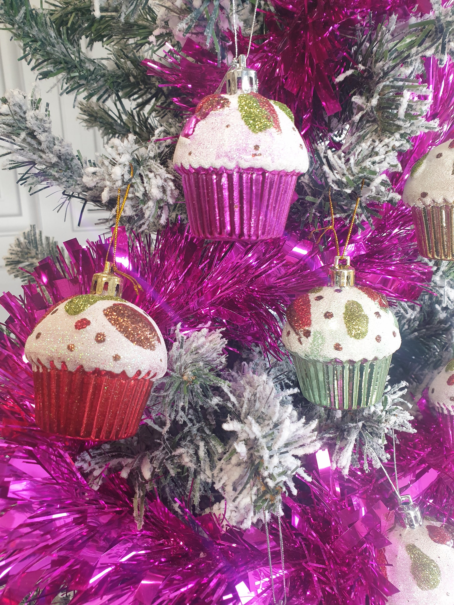 Cute Cupcake Design Christmas Tree Ornament Baubles Shiny Bright ...