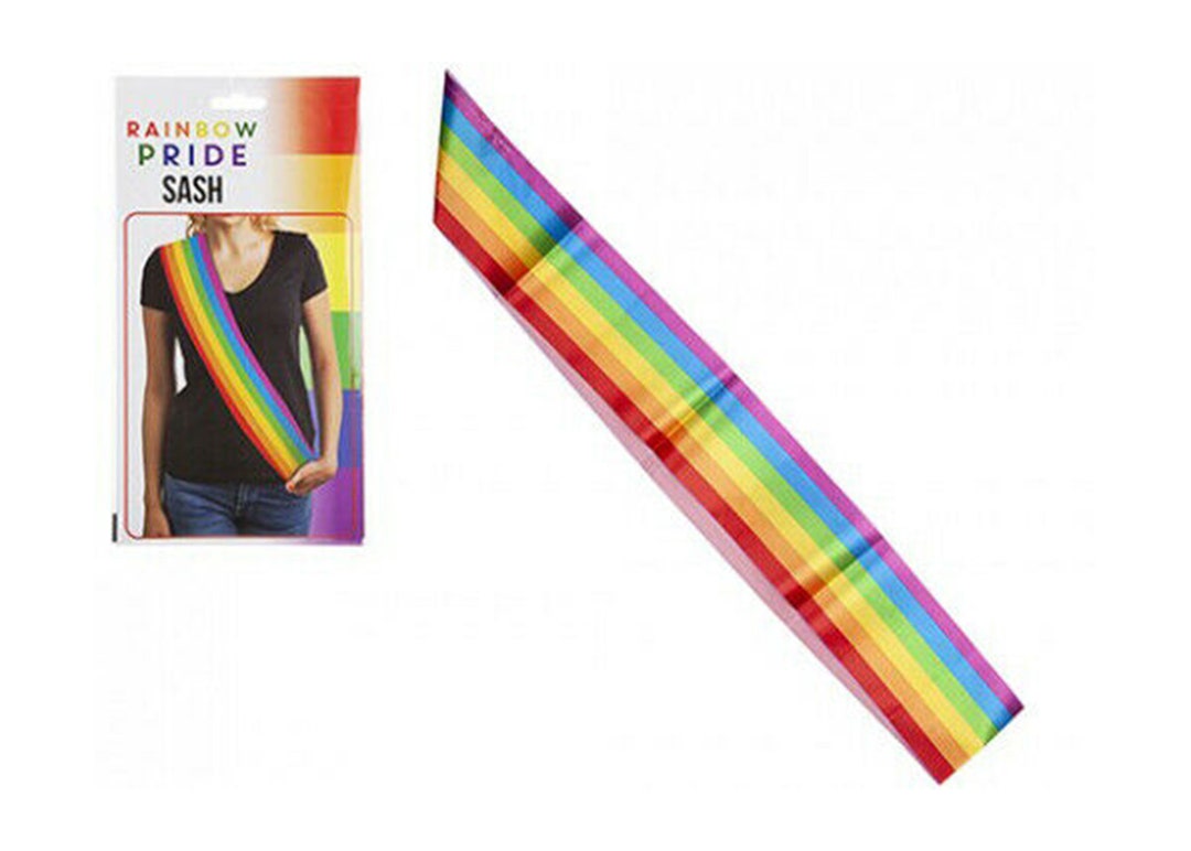 Pride Rainbow Sash 180cm X 10cm. Bright Rainbow Striped Polyester Sash ...