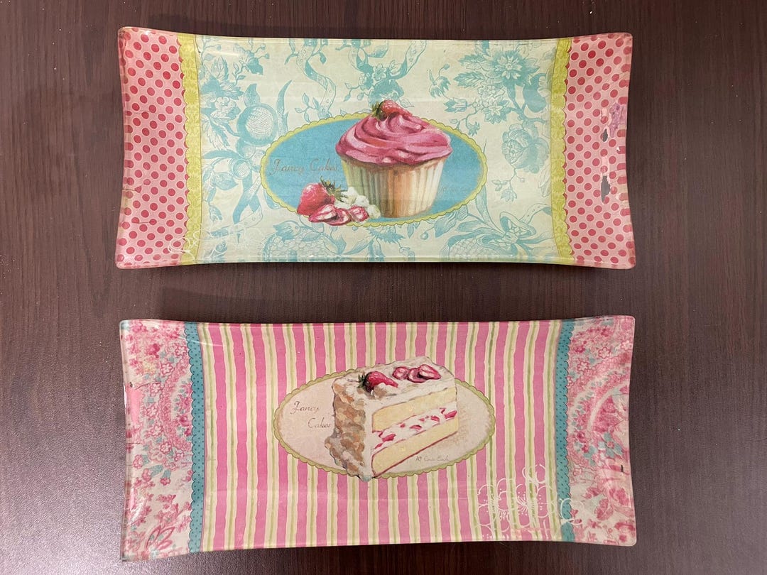 Vintage Cupcake Glass Plate 