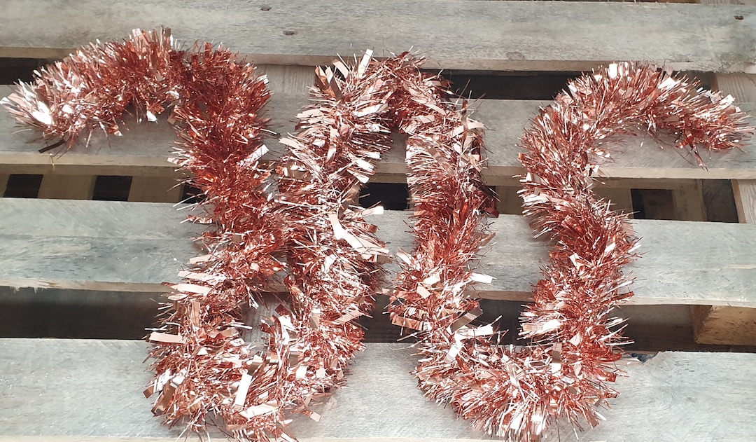 Rose Gold Tinsel Luxury Coppery Thick and Thin Tinsel 2 Metre Strand ...