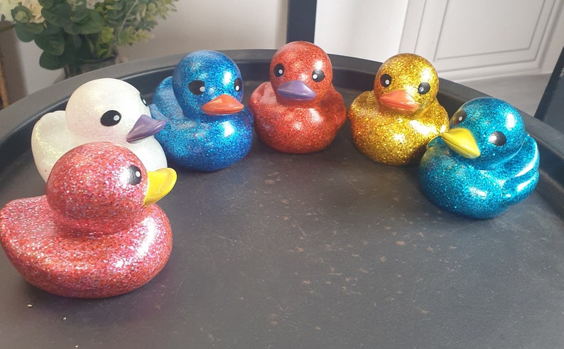 6 X 10cm Glitter Ducks Fun Gift, Wedding Favour, Duck Race Etc. Bright ...