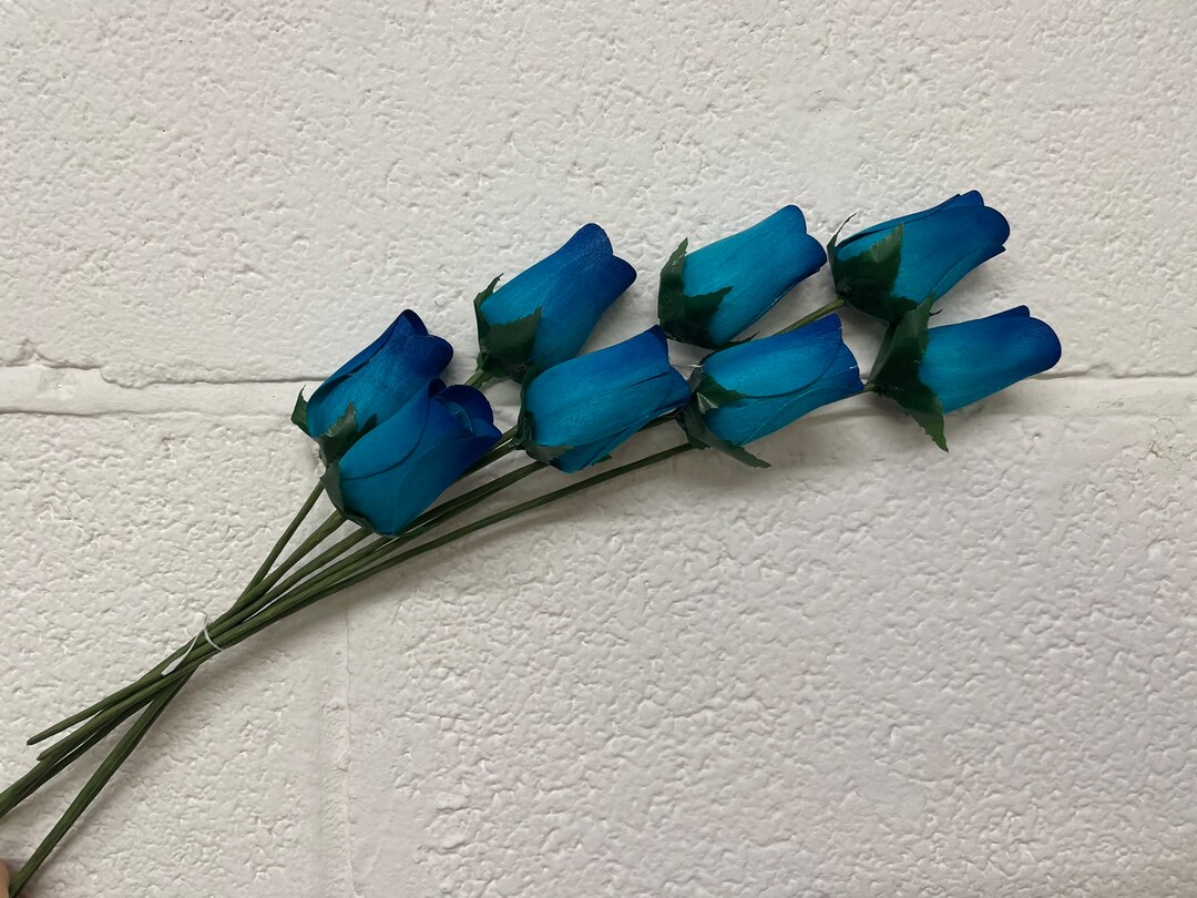 Blue Dark Blue Tip Wooden Roses- Choose 8, 50, or 100 -single Rose Bud ...