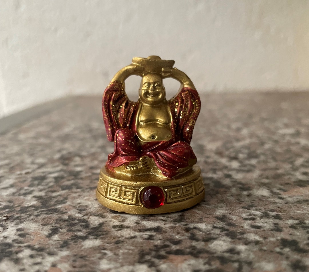 Lucky Buddha Birthstone Figure. Mini Gold Buddha Birthday Gift, Cute ...