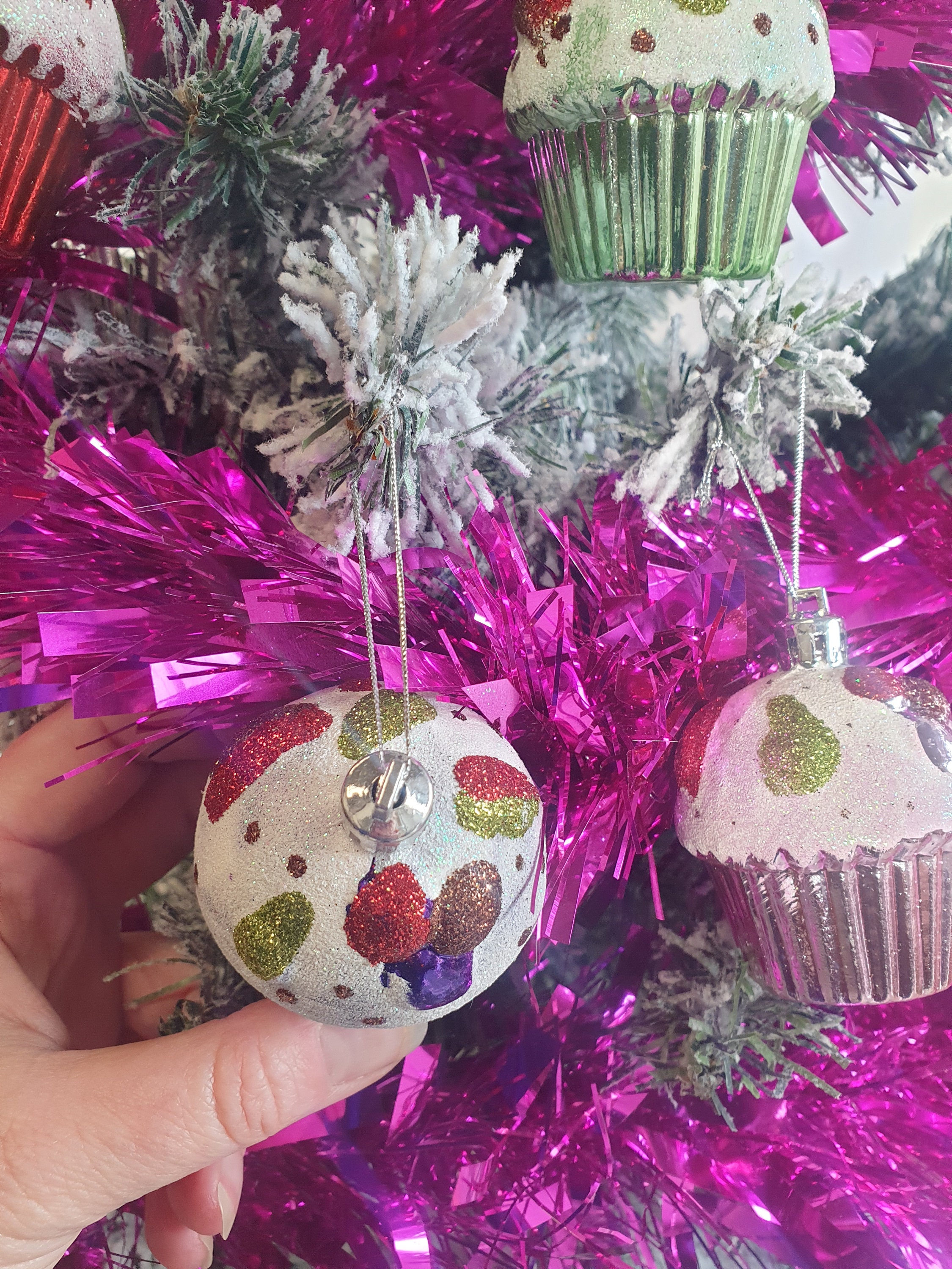 Cute Cupcake Design Christmas Tree Ornament Baubles Shiny Bright ...