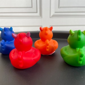 4 Mini Dragon Ducks Fun Gift, Wedding Favour, Duck Race Etc. Cute Fiery ...