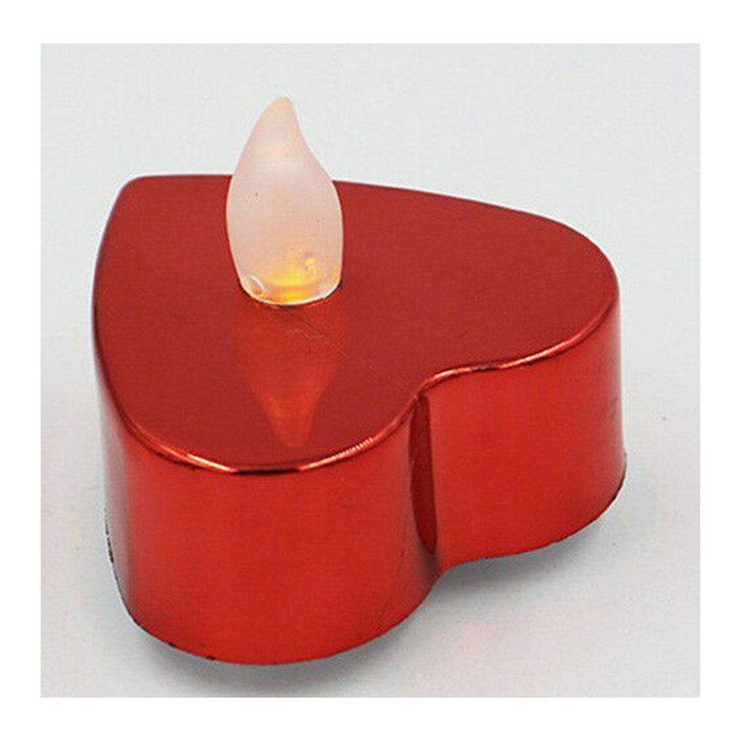 Red Heart Shaped Chrome LED Tealights Battery Operated. Romantic ...