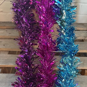 Bright 90s Style 'neon' Tinsel Luxury Thick and Thin Tinsel 2 Metre ...