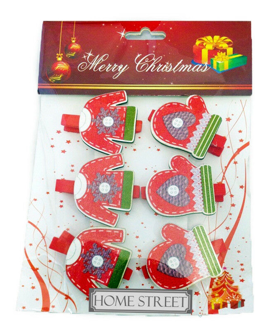 Christmas Wooden Pegs in A Pack of 6 Xmas Craft Card Hanging Tree ...