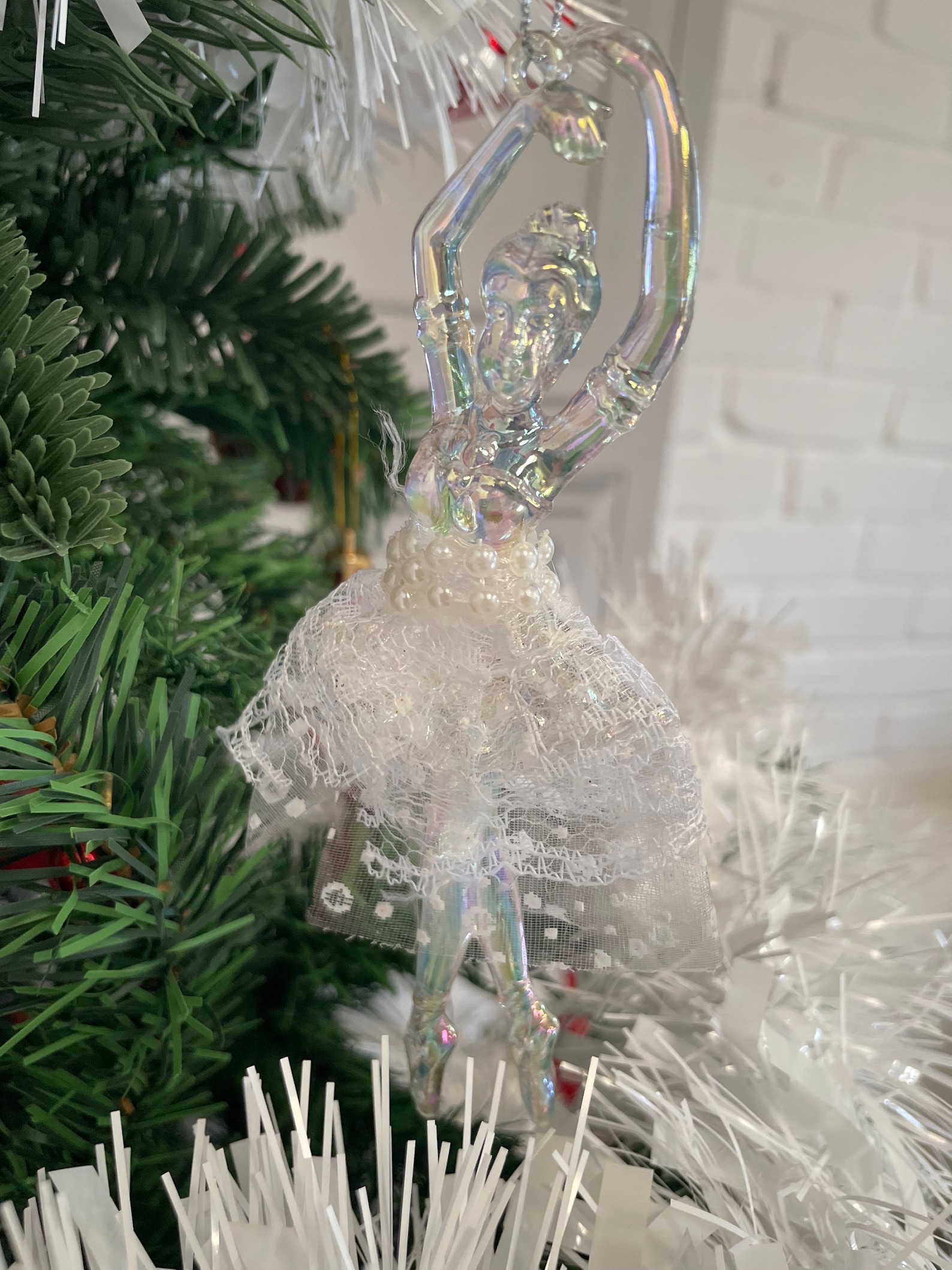 Iridescent Decoration Hanging Clear Christmas Tree Ballet Dancer Décor ...