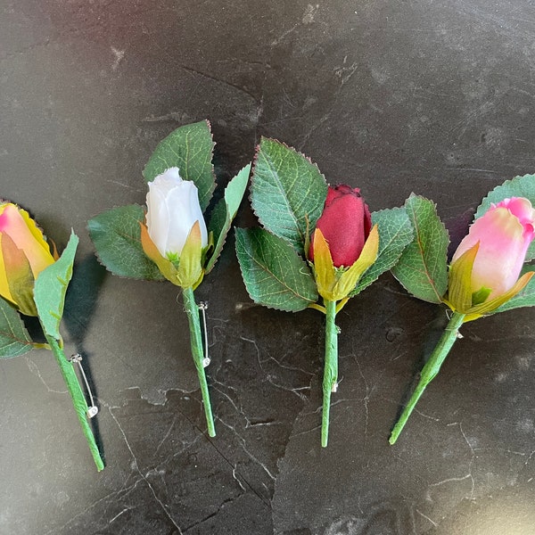 Artificial White Rose Buttonhole - Etsy UK