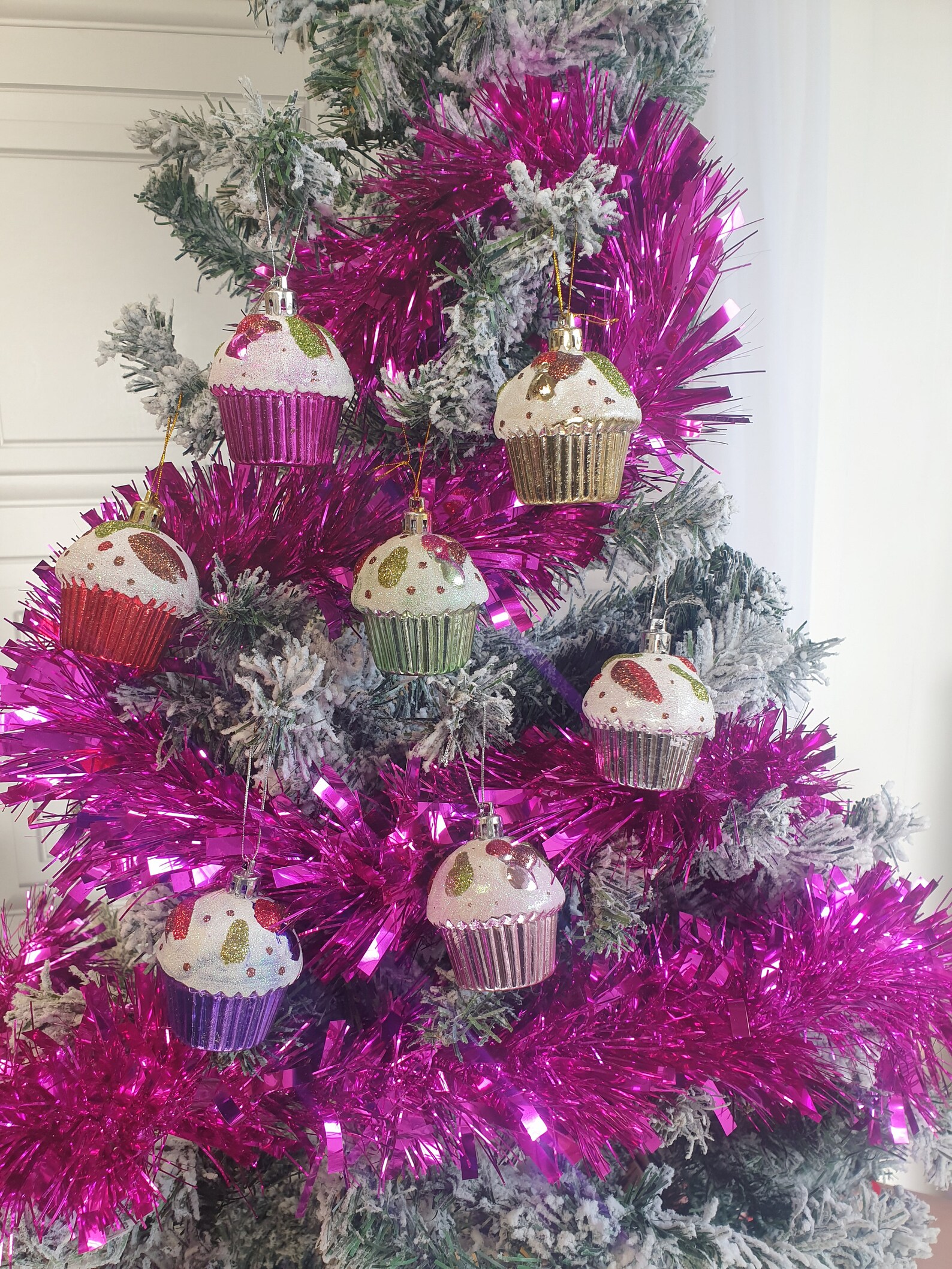 Cute Cupcake Design Christmas Tree Ornament Baubles Shiny Bright ...