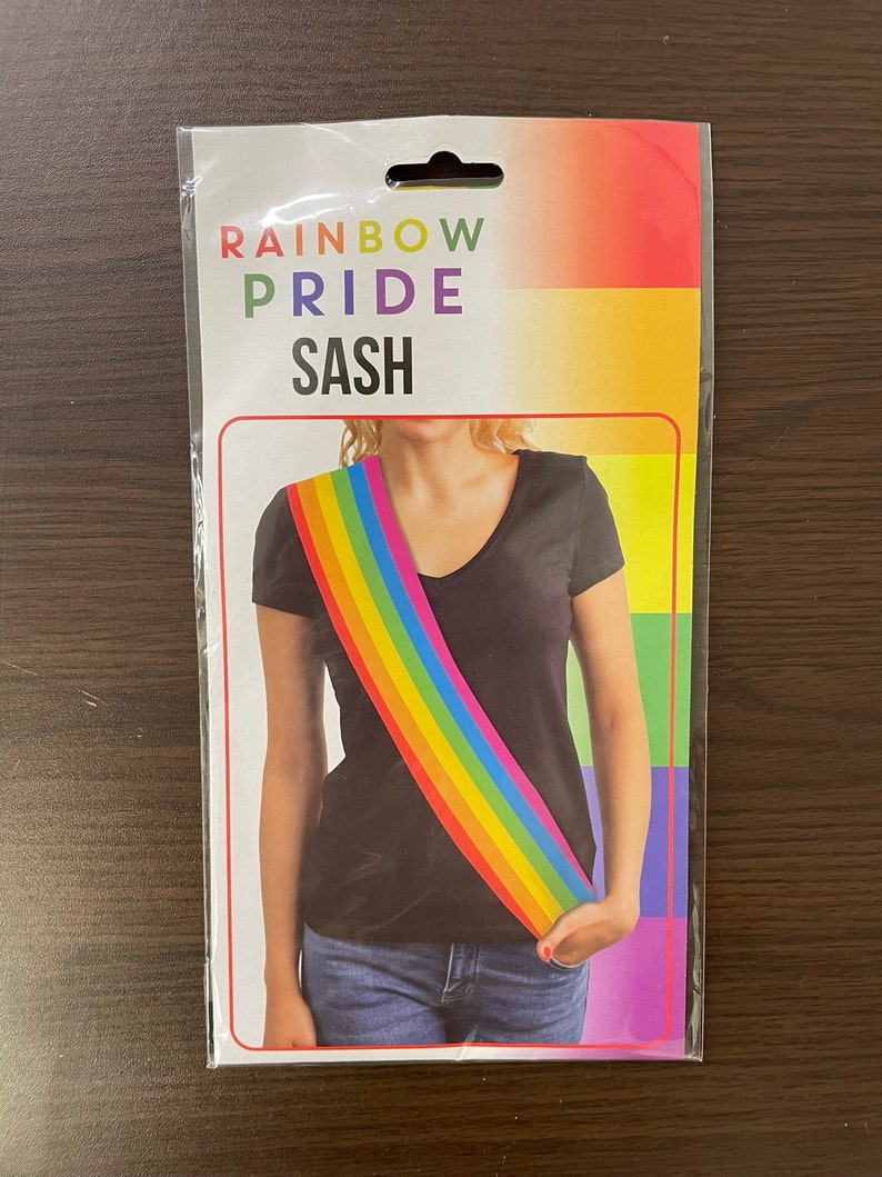 Pride Rainbow Sash 180cm X 10cm. Bright Rainbow Striped Polyester Sash ...
