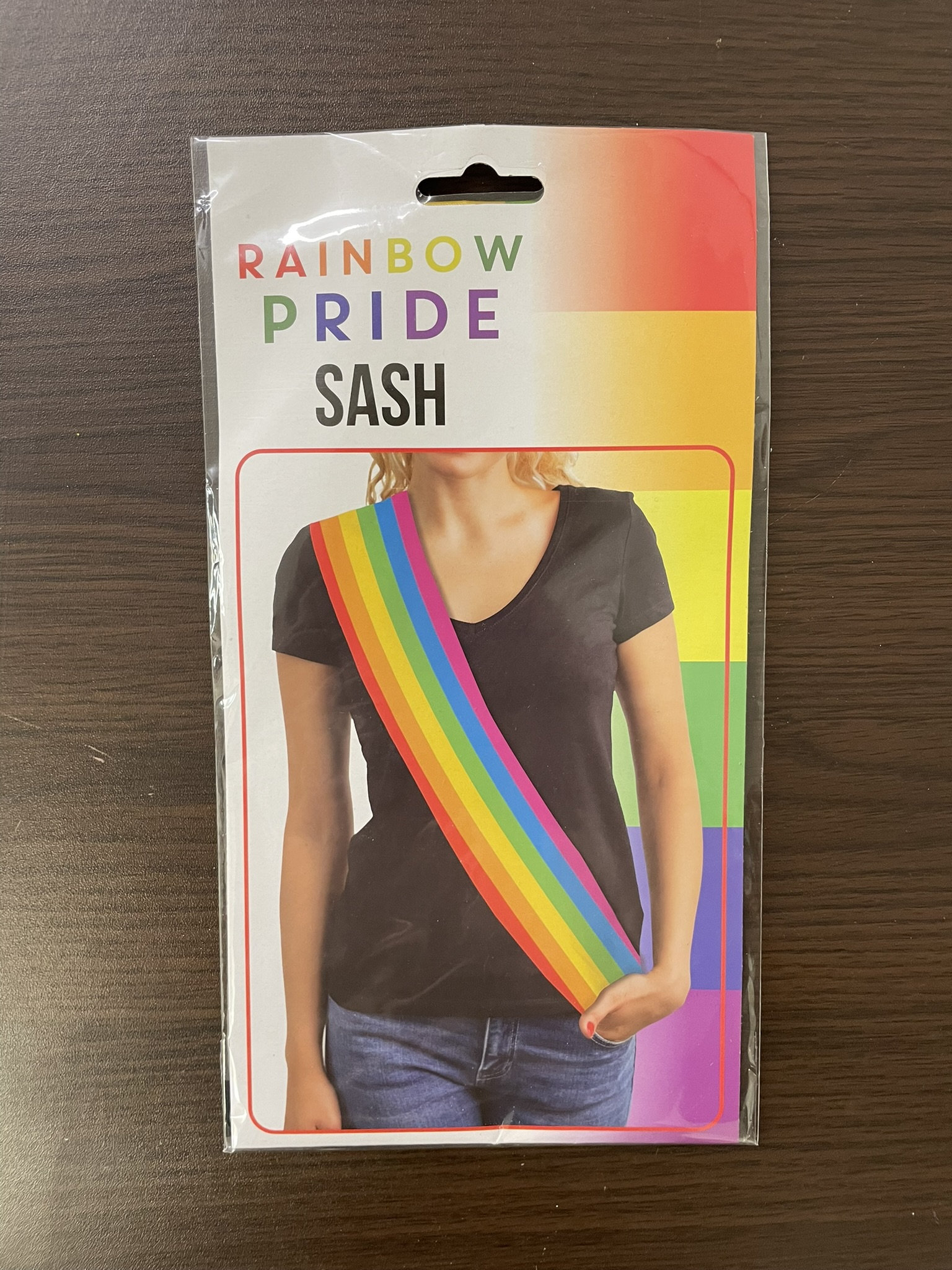 Pride Rainbow Sash 180cm X 10cm. Bright Rainbow Striped Polyester Sash ...
