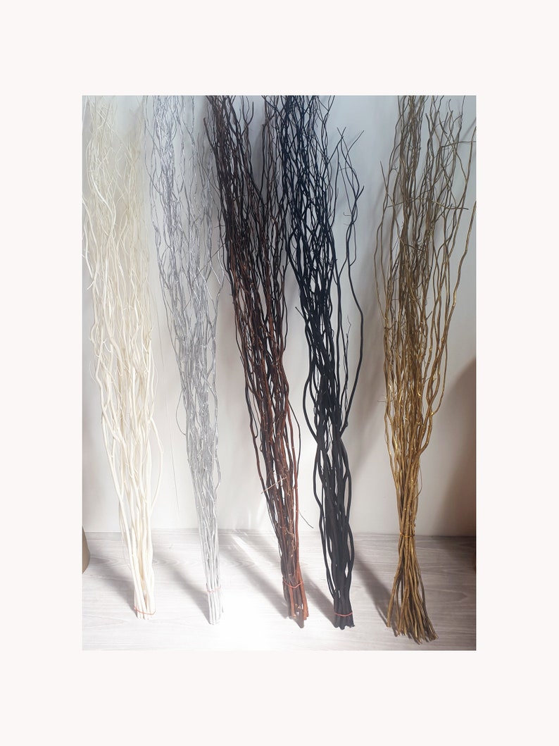 Tall Willow Twigs Bunch, Twisted Natural Branches 120cm Cream, Black ...