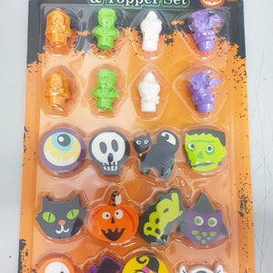 Halloween Theme Erasers and Pencil Toppers, Spooky Fun Cute Mini Gifts ...