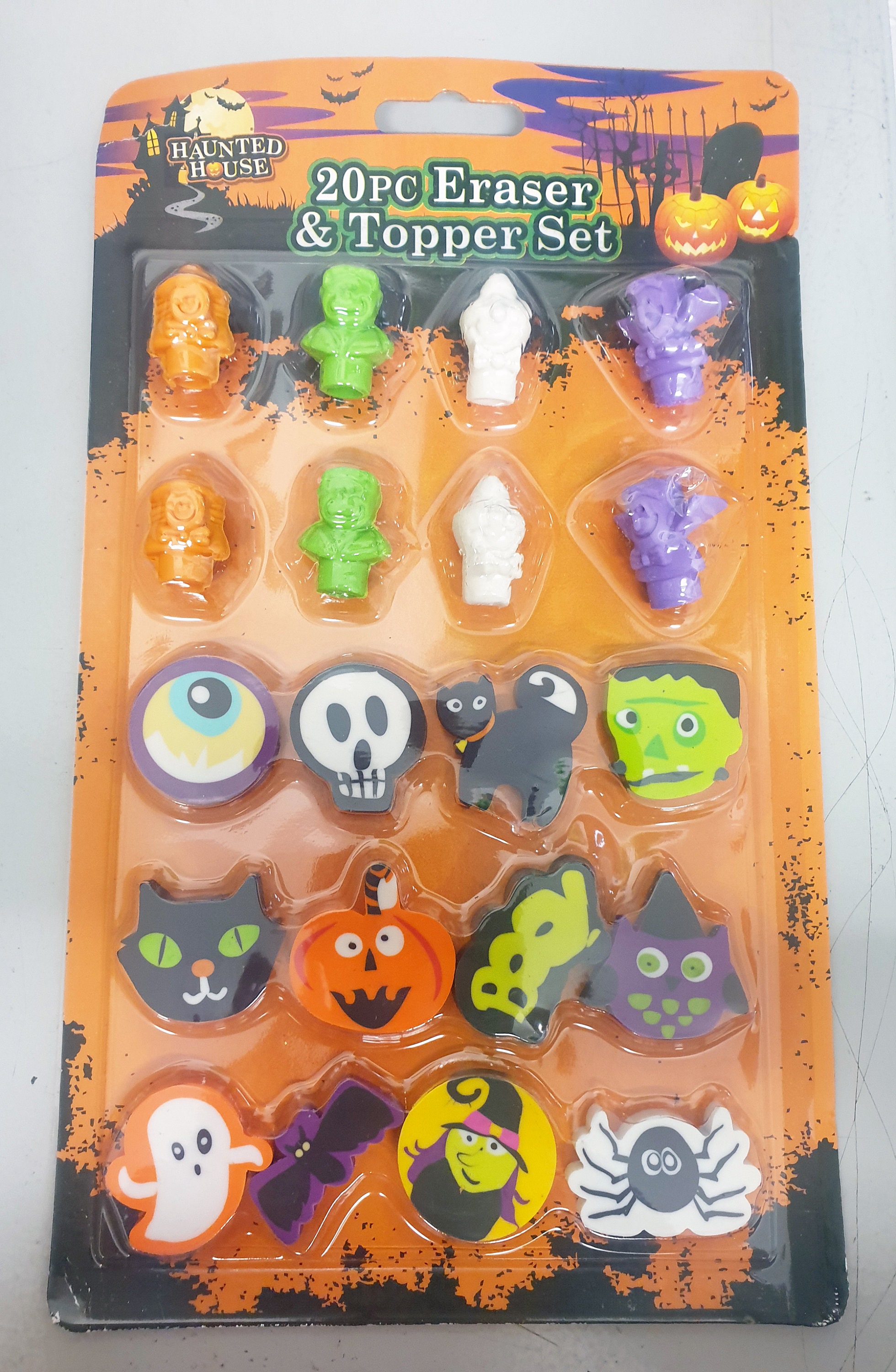 Halloween Theme Erasers and Pencil Toppers, Spooky Fun Cute Mini Gifts ...
