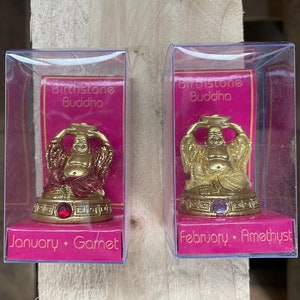 Lucky Buddha Birthstone Figure. Mini Gold Buddha Birthday Gift, Cute ...