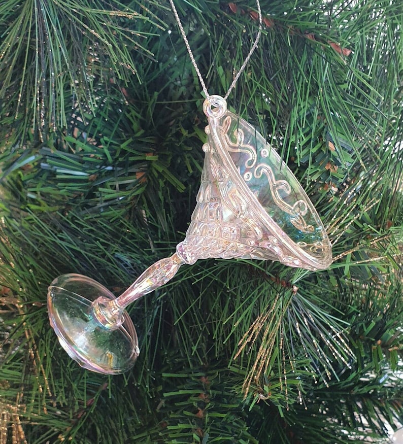 Iridescent Shimmer Hanging Wine & Cocktail Glass Christmas Tree ...