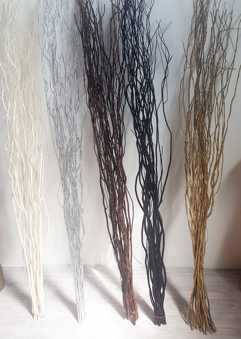 Tall Willow Twigs Bunch, Twisted Natural Branches 120cm Cream, Black ...