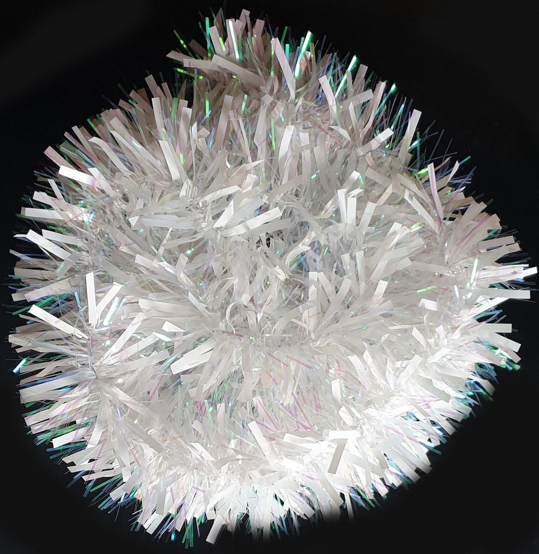 White Iridescent Tinsel Luxury Snow Sparkle Thick and Thin Tinsel 2 ...