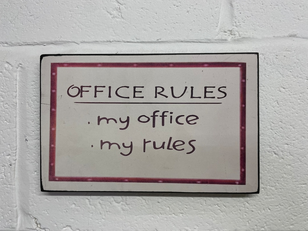 Hanging Novelty Sign "office Rules: My Office My Rules" 25x16cm. Rustic ...