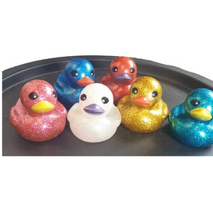 6 X 10cm Glitter Ducks Fun Gift, Wedding Favour, Duck Race Etc. Bright ...