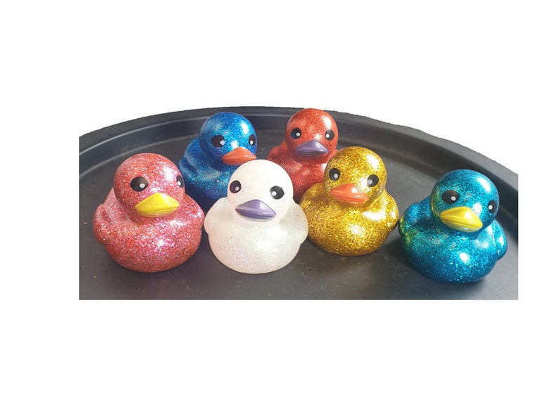 6 X 10cm Glitter Ducks Fun Gift, Wedding Favour, Duck Race Etc. Bright ...