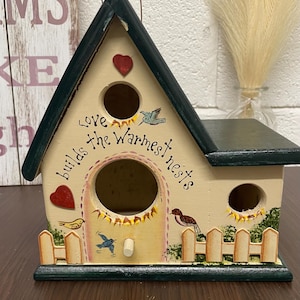 Vintage Wooden Hand Painted Bird Box “love Builds the Warmest Nests ...